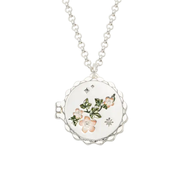 FABLE ENGLAND Ivy Blossom Locket Necklace - Silver