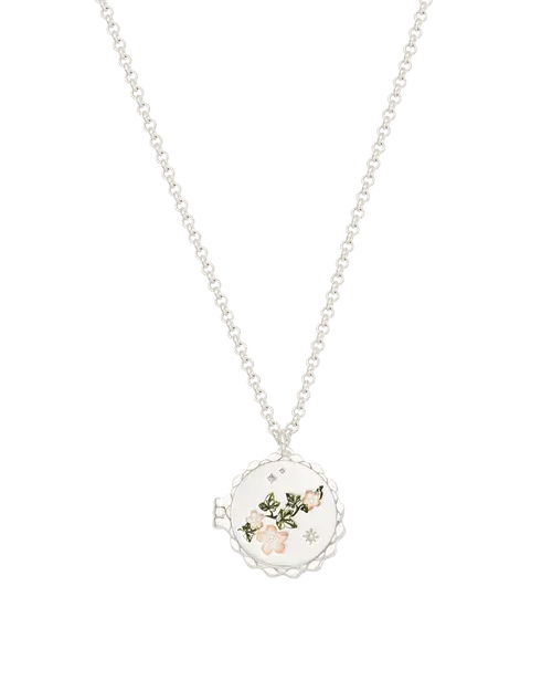 FABLE ENGLAND Ivy Blossom Locket Necklace - Silver