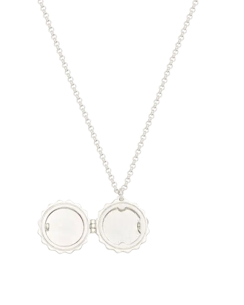 FABLE ENGLAND Ivy Blossom Locket Necklace - Silver