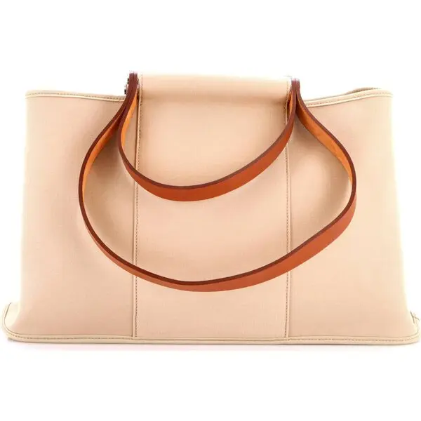 Hermès Cabag Elan Toile And Leather 39 - Beige