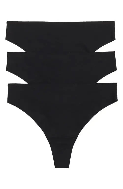 Nordstrom Invisible Edge Assorted 3-pack Thongs - Black