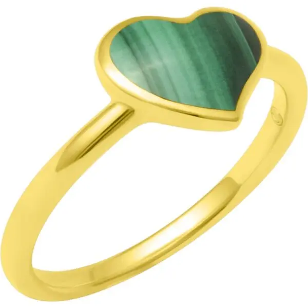 JAN LESLIE My One Heart Gemstone Gold Vermeil Ring - Malachite