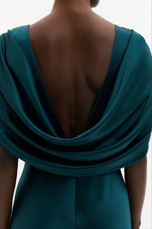 MALINA Louise Draped Back Maxi Dress