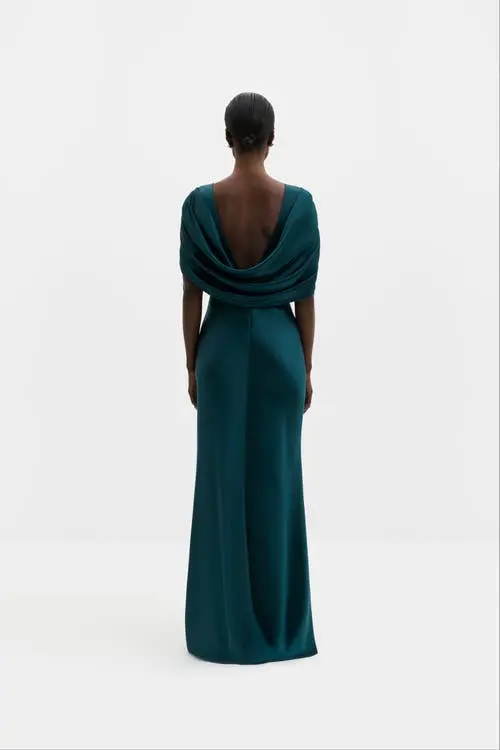MALINA Louise Draped Back Maxi Dress