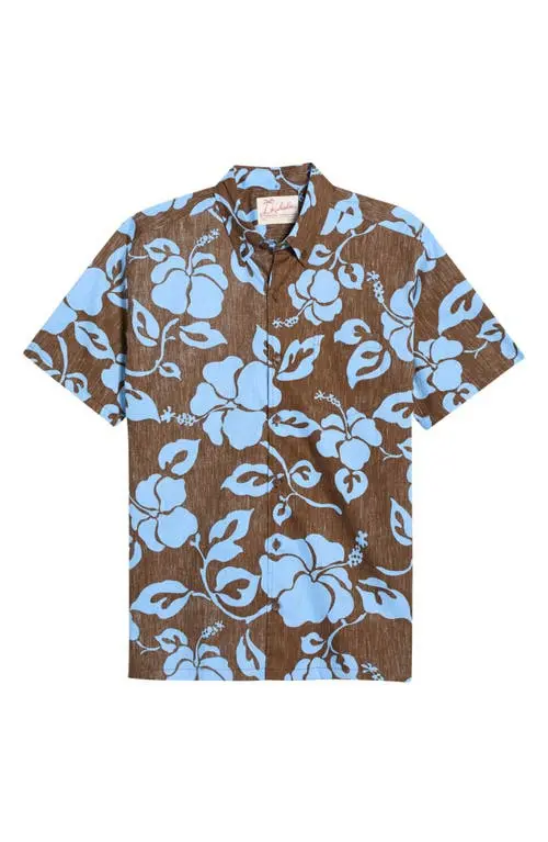 KAHALA Hi '90s Floral Short Sleeve Button-down Shirt - Coffee