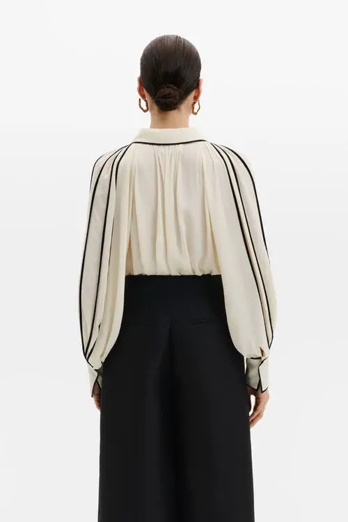 MALINA Bea Contrast Edge Chiffon Blouse