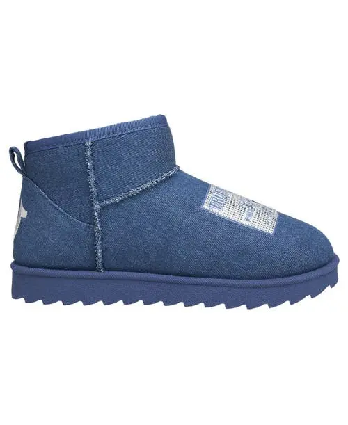 True Religion Zara Faux Suede Patch Logo Boot - Denim