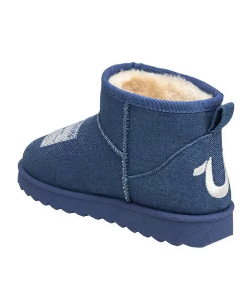 True Religion Zara Faux Suede Patch Logo Boot - Denim