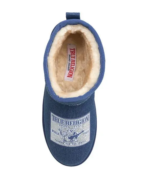 True Religion Zara Faux Suede Patch Logo Boot - Denim