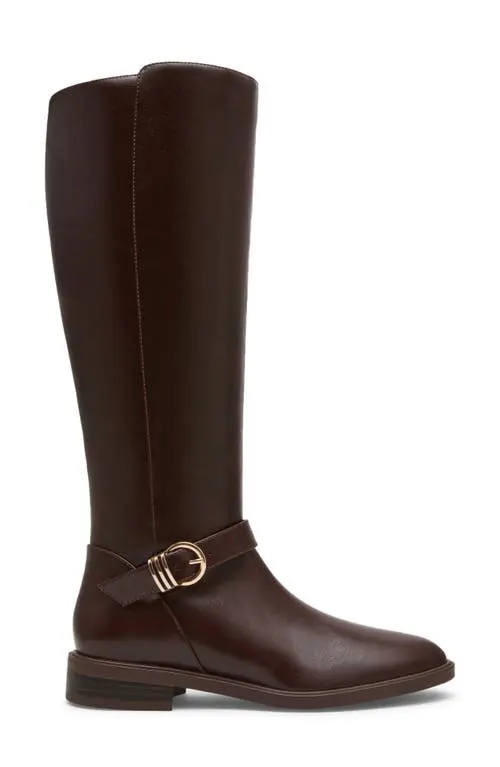 Anne Klein Aksolana Faux Leather Knee High Boot - Dark Brown Smooth