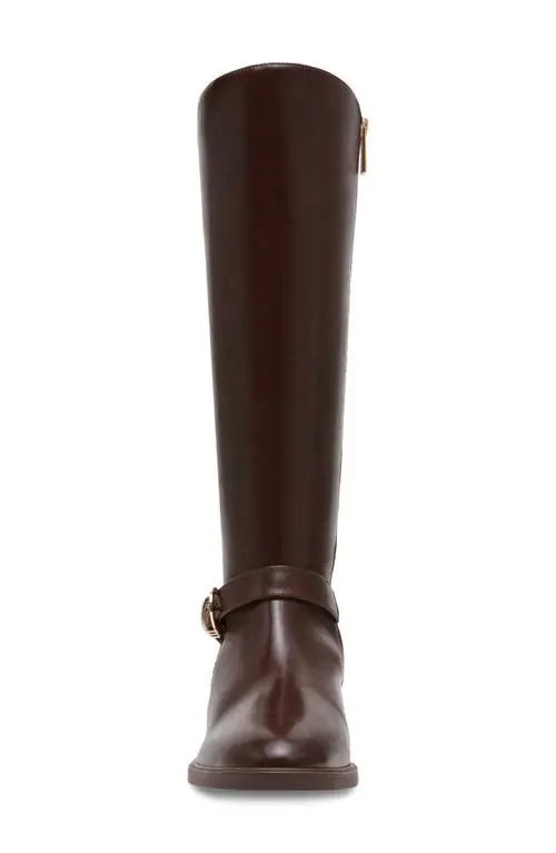 Anne Klein Aksolana Faux Leather Knee High Boot - Dark Brown Smooth