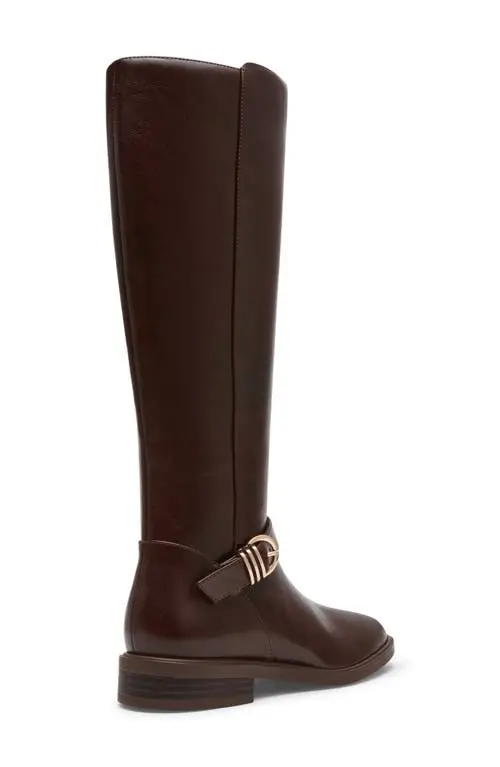 Anne Klein Solana Knee-high Faux Leather Boot - Dark Brown Smooth