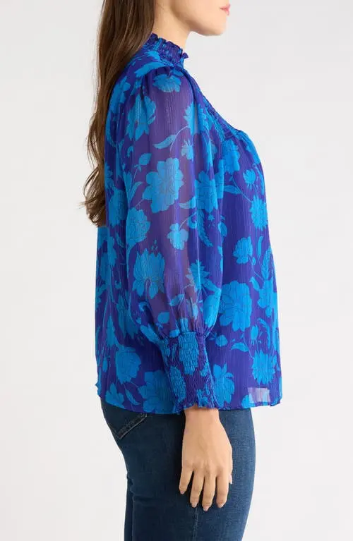SUGARLIPS Sunnie Metallic Smocked Yoke Balloon Sleeve Top