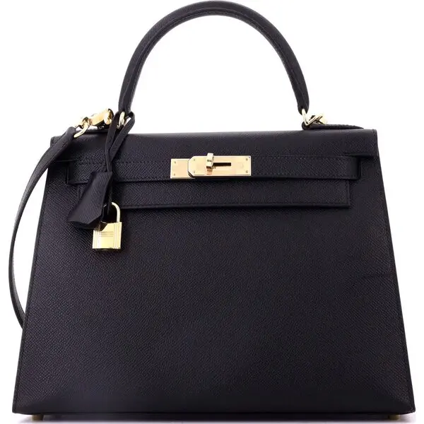 Hermès Kelly Handbag Epsom With Permabrass Hardware 28 - Black