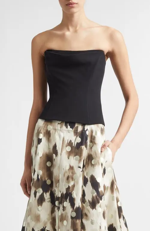 Lela Rose Draped Fluid Crepe Bustier - Black