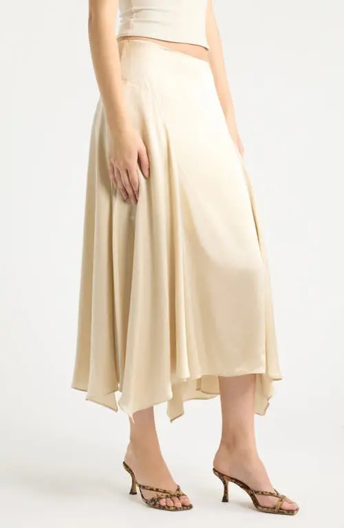 REFORMATION Silk Charmeuse Skirt With Handkerchief Hem - Almond