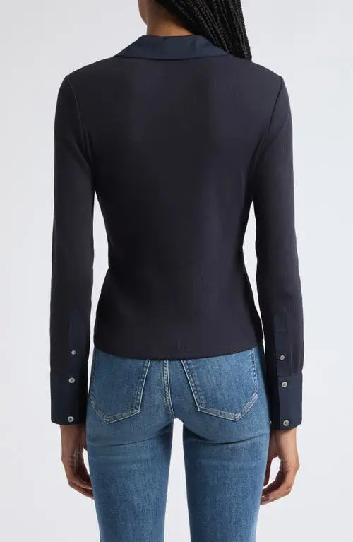 Veronica Beard Brenner Rib Button-up Shirt