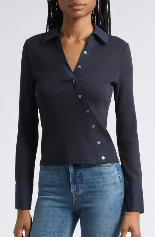 Veronica Beard Brenner Rib Button-up Shirt