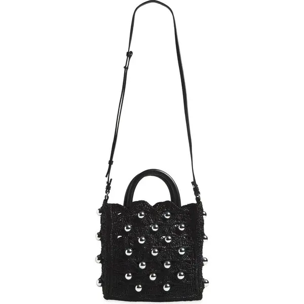 Rabanne Small Raffia Tote Bag - Black/silver