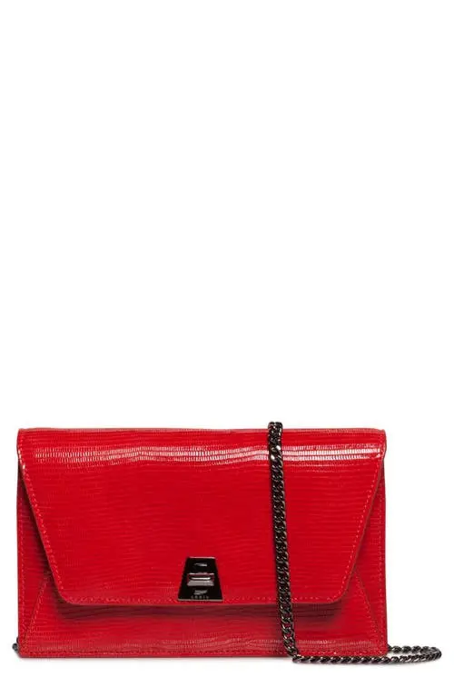 Akris Anouk Lizard Embossed Wallet On A Chain - Lipstick