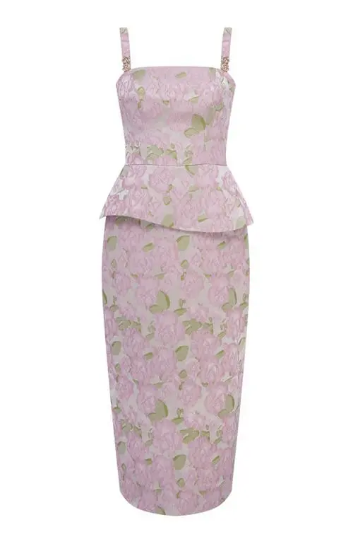 PatBO Garden Jacquard Strapless Midi Dress