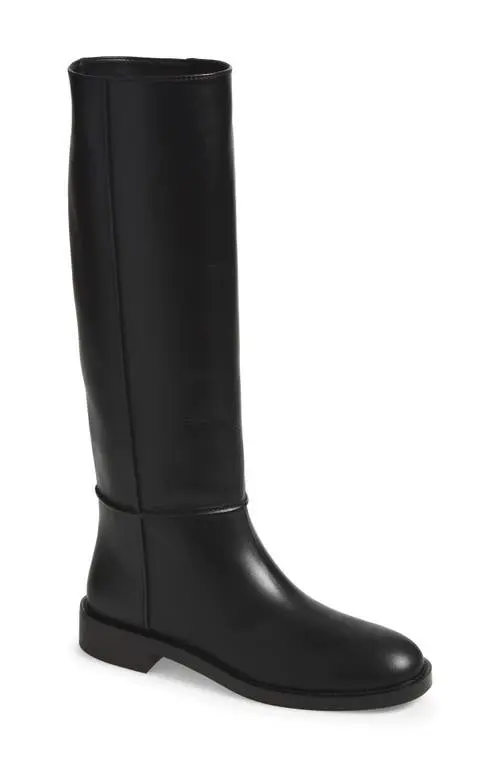 GIANVITO ROSSI Trier Leather Knee High Boot - Black