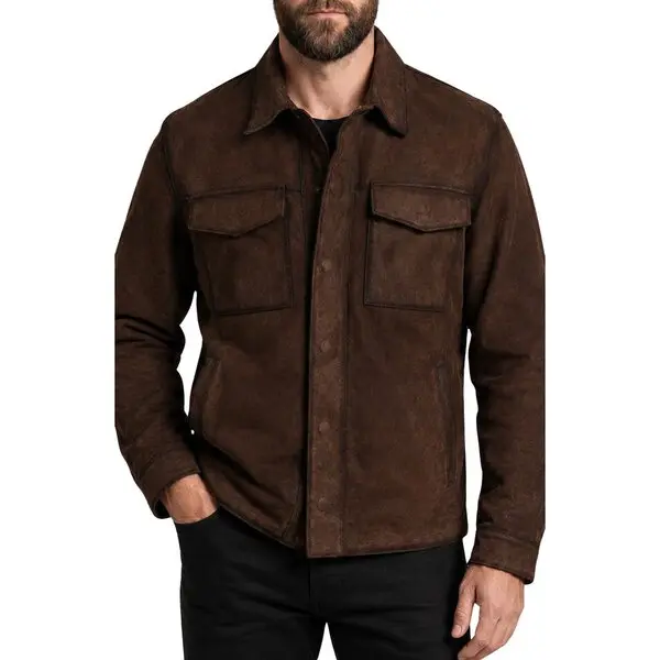 THE FRYE COMPANY Leather Shacket - Dark Brown