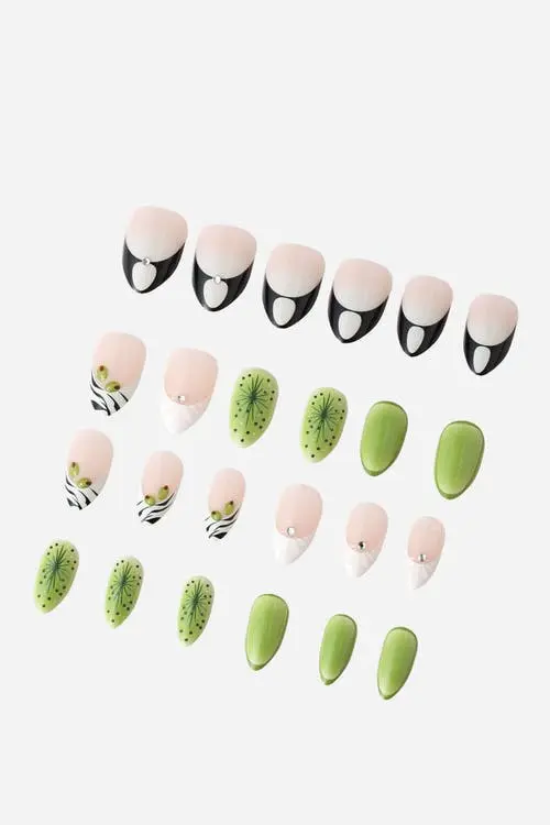 NEVER HAVE I EVER SHOP Zebratini Short Almond Press On Nails