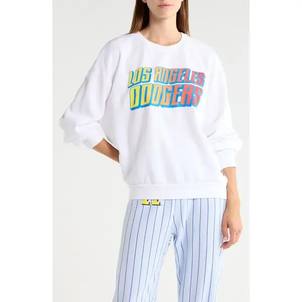 Aviator Nation Los Angeles Dodgers Graphic Crewneck Sweatshirt - White