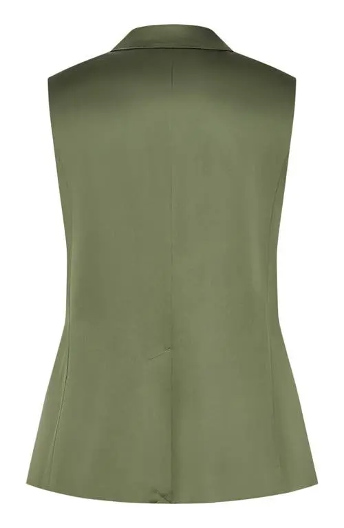 City Chic Rylie Double Breasted Vest - Olive