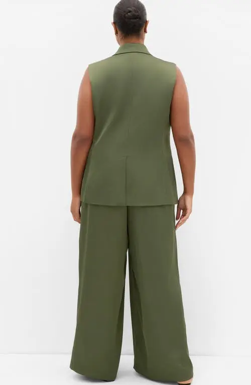 City Chic Rylie Double Breasted Vest - Olive