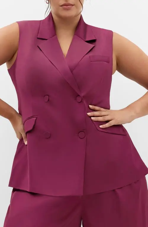 City Chic Rylie Double Breasted Vest - Pomegranate