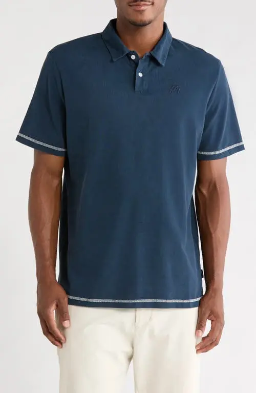 MALBON Fairway Overdye Cotton Golf Polo - Blueberry
