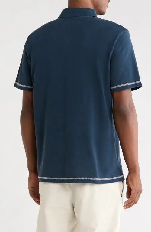 MALBON Fairway Overdye Cotton Golf Polo - Blueberry