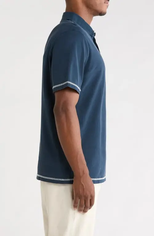 MALBON Fairway Overdye Cotton Golf Polo - Blueberry