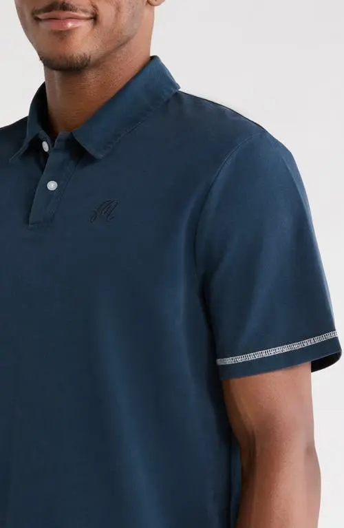 MALBON Fairway Overdye Cotton Golf Polo - Blueberry