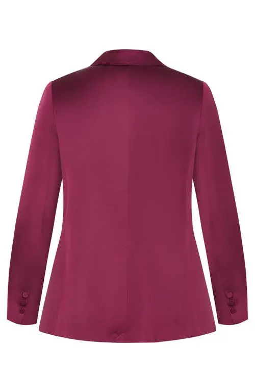 City Chic Rylie Satin Double Breasted Blazer - Pomegranate