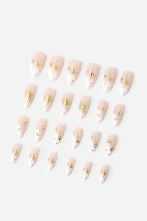 NEVER HAVE I EVER SHOP Golden Sun Almond Press On Nails