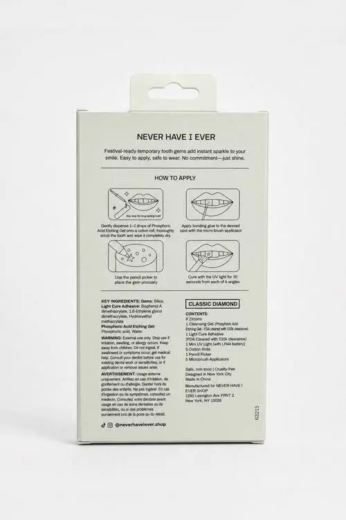 NEVER HAVE I EVER SHOP Classic Diamond Diy Tooth Gem Kit
