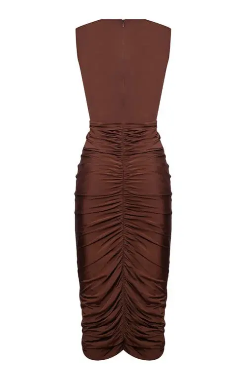 PatBO Moonlit Jersey Midi Dress - Brown