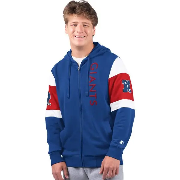 STARTER New York Giants Extreme Vintage Logo Full-zip Hoodie - Royal