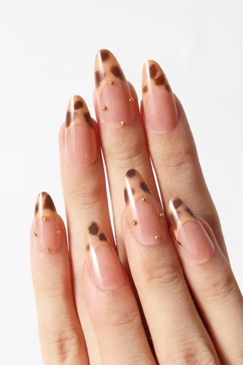 NEVER HAVE I EVER SHOP French Leopard French Tip Press On Nails