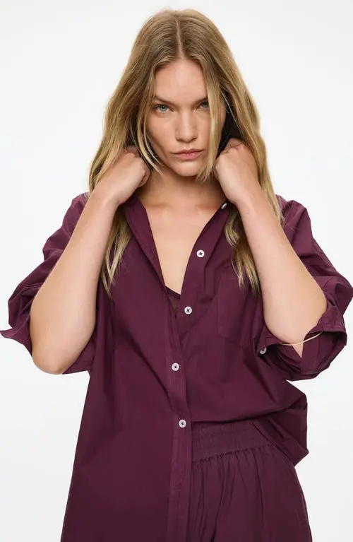 LMND Chiara Oversized Button-up Shirt - Cherry