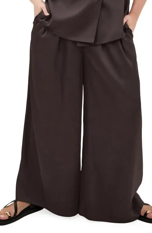 City Chic Rylie Palazzo Wide Leg Pants - Chocolate