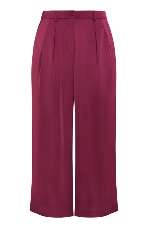 City Chic Rylie Palazzo Wide Leg Pants - Pomegranate