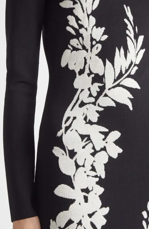 Lela Rose Velvet Jacquard Knit Dress