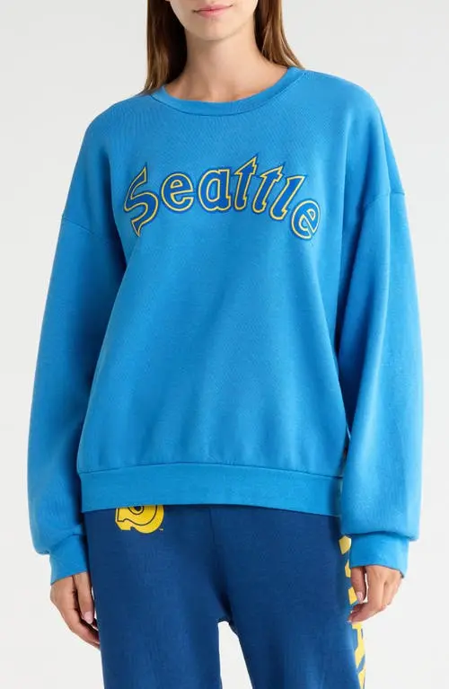 Aviator Nation Seattle Graphic Crewneck Sweatshirt - Cobalt