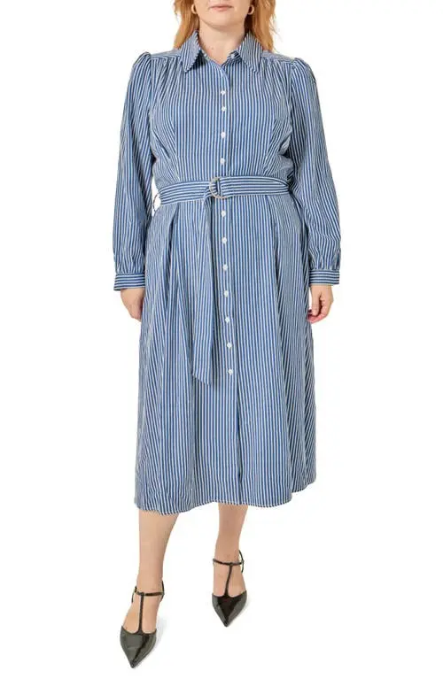 English Factory Striped Maxi Shirtdress - Navy