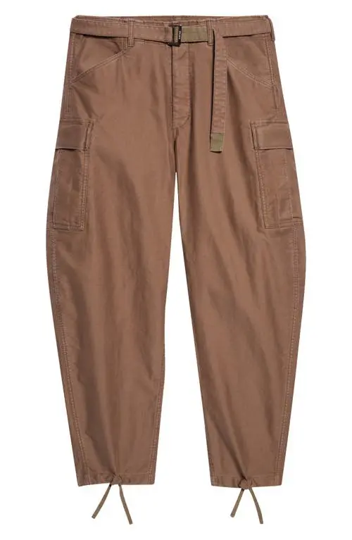 Sacai Sueded Cotton Barrel Leg Cargo Pants