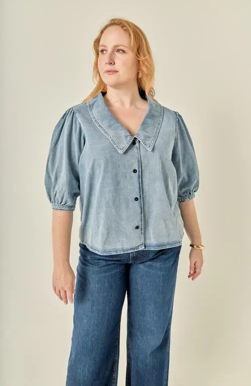 English Factory Puff Shoulder Denim Shirt